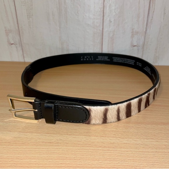 Liz Claiborne | Accessories | Crazy Horse Zebrs Print Pony Hailt Belt ...